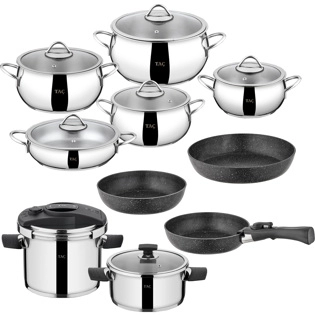 Taç Easy Steel Cook 16 Parça Pişirme Seti - MRK-148