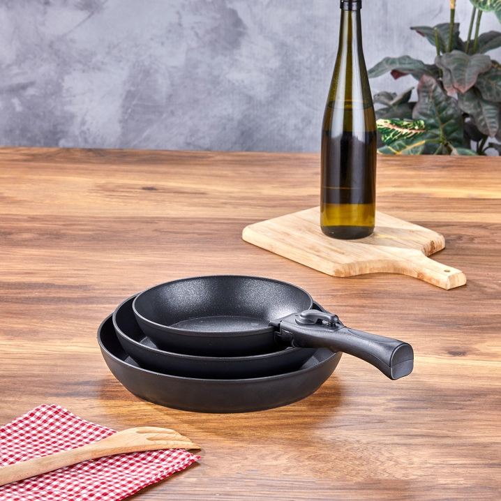 Taç Easy Connect 3'lü Tak Çıkar Saplı Tava Seti Siyah - TAC-4992